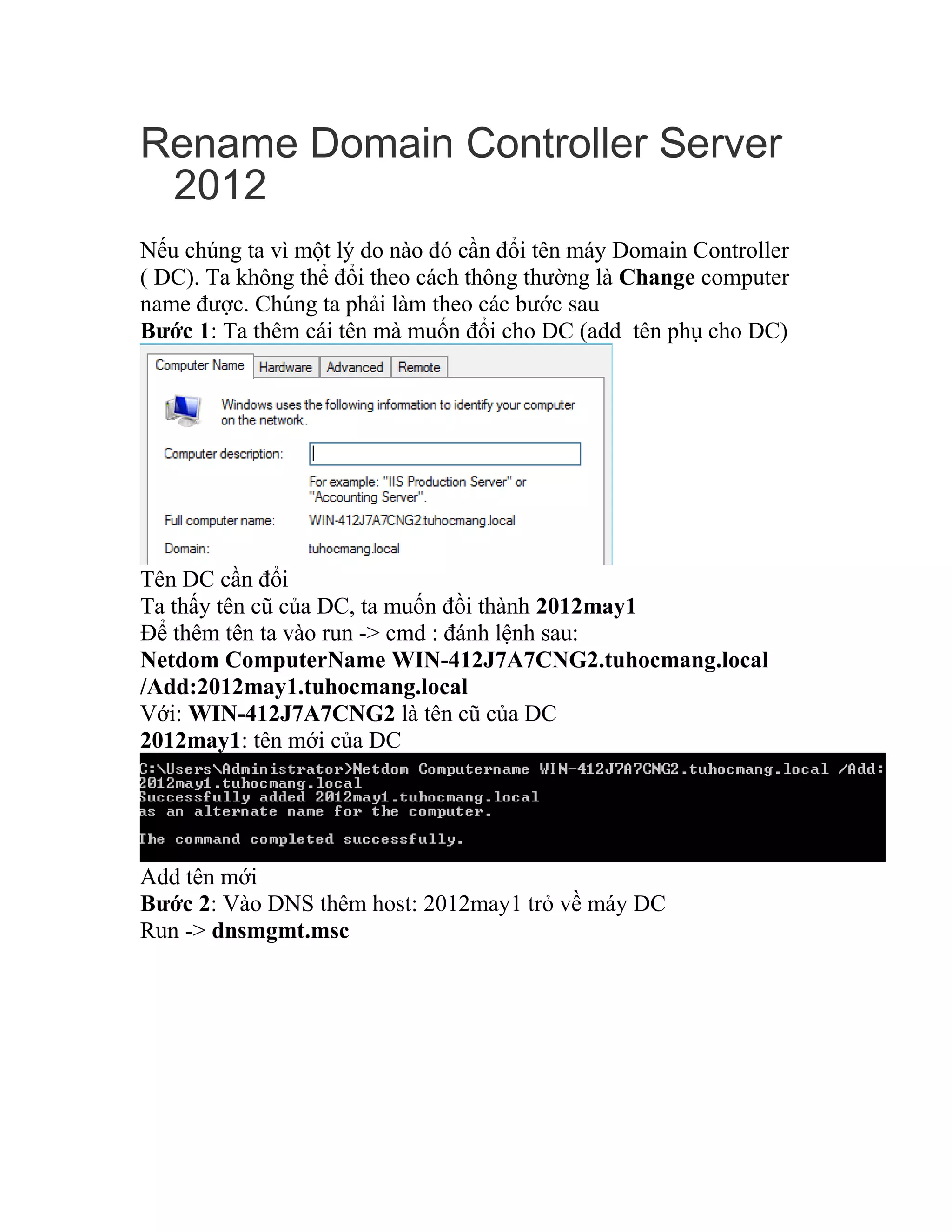 Rename domain controller server 2012 | DOC