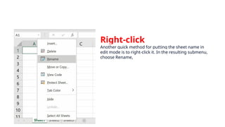 Renaming Excel Sheet ,Various way to rename excel sheet r | PPT