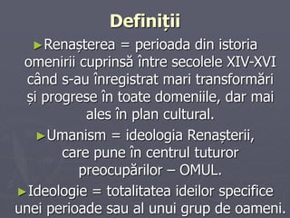 Renașterea artistică și umanismul în Europa | PPT