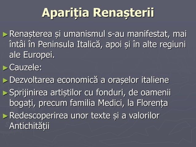 Renașterea artistică și umanismul în Europa | PPT