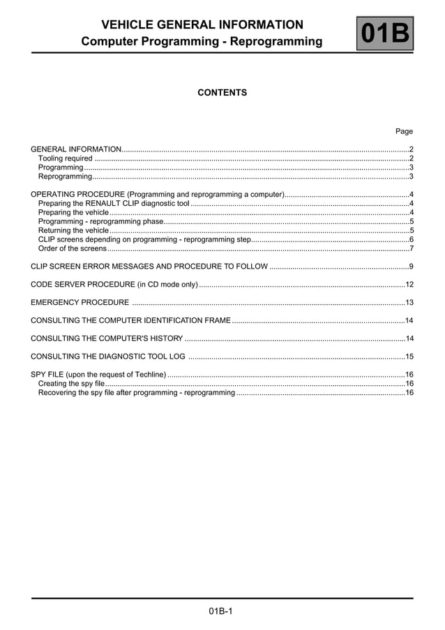 Renault re prog procedure (eng) | PDF