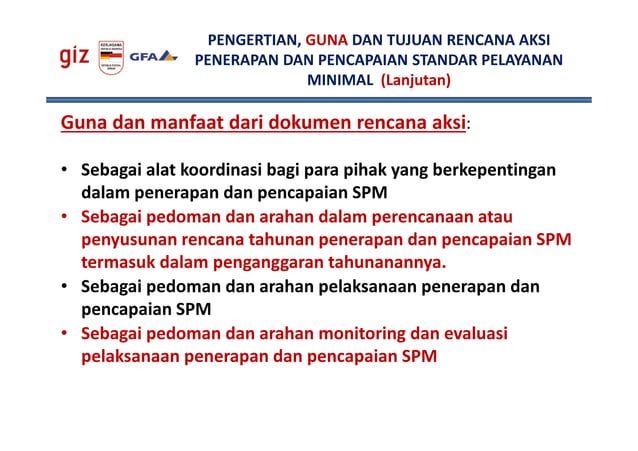 Rencana Aksi penerapan dan pencapaian Standar Pelayanan Minimal SPM | PDF