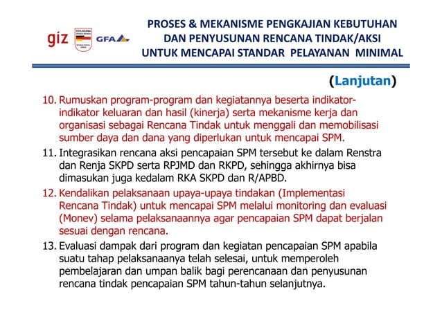 Rencana Aksi penerapan dan pencapaian Standar Pelayanan Minimal SPM | PDF