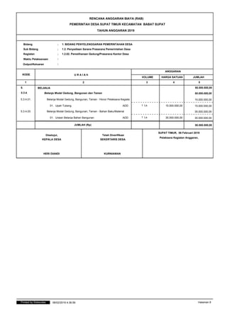 Rencana anggaran belanja tahun 2019 | PDF