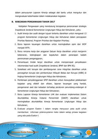 Rencana kerja inspektorat jenderal klhk tahun 2017 | PDF