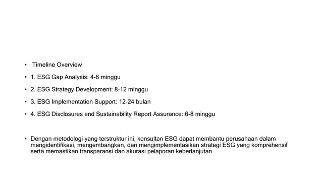 RENCANA KERJA KONSULTAN ESG Enviromental Social Governance | PPTX