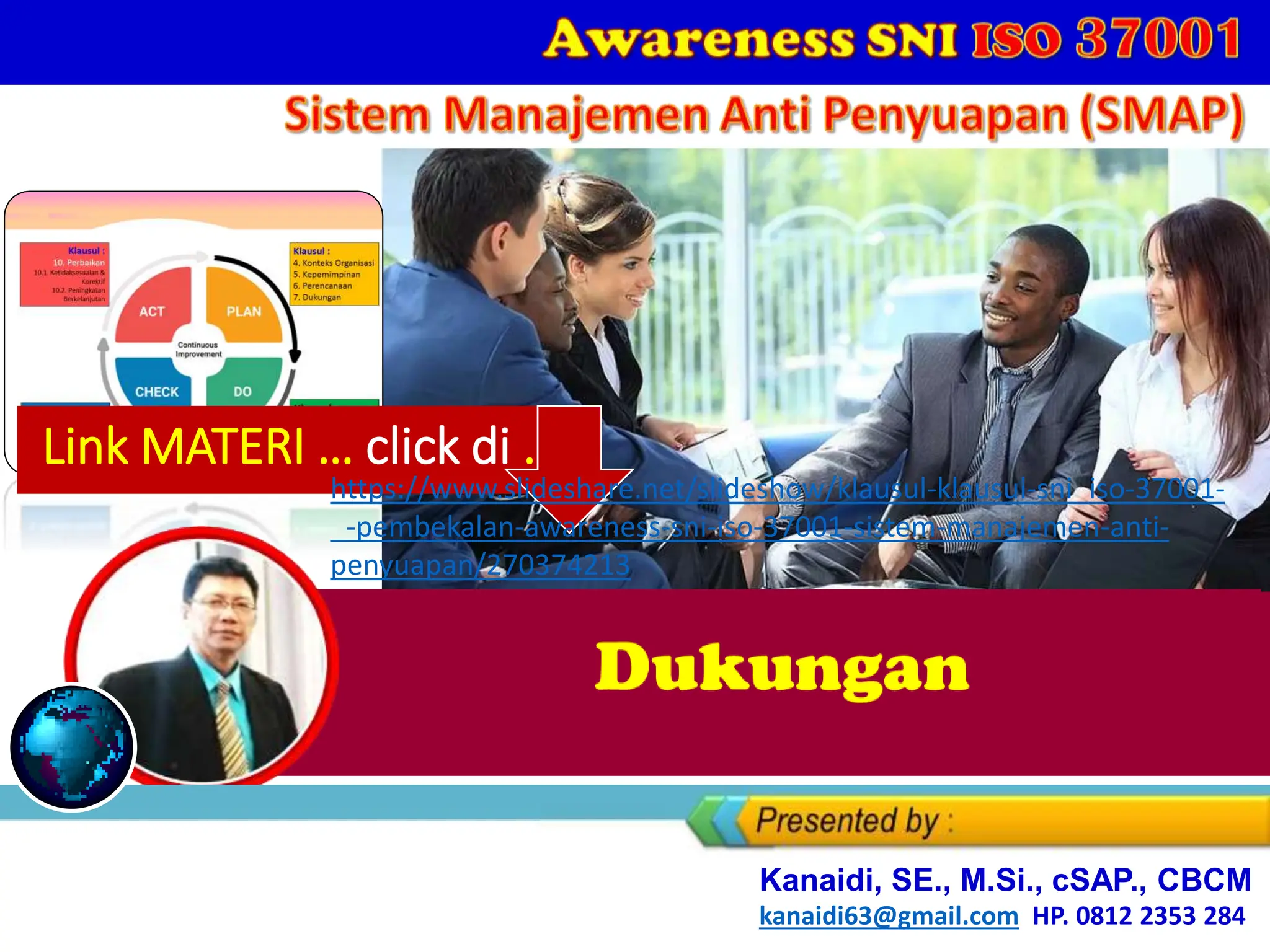 RENCANA + Link2 MATERI Pelatihan _"PEMBEKALAN Awereness SNI_ISO 37001 (SMAP = Sistem Manajemen ...