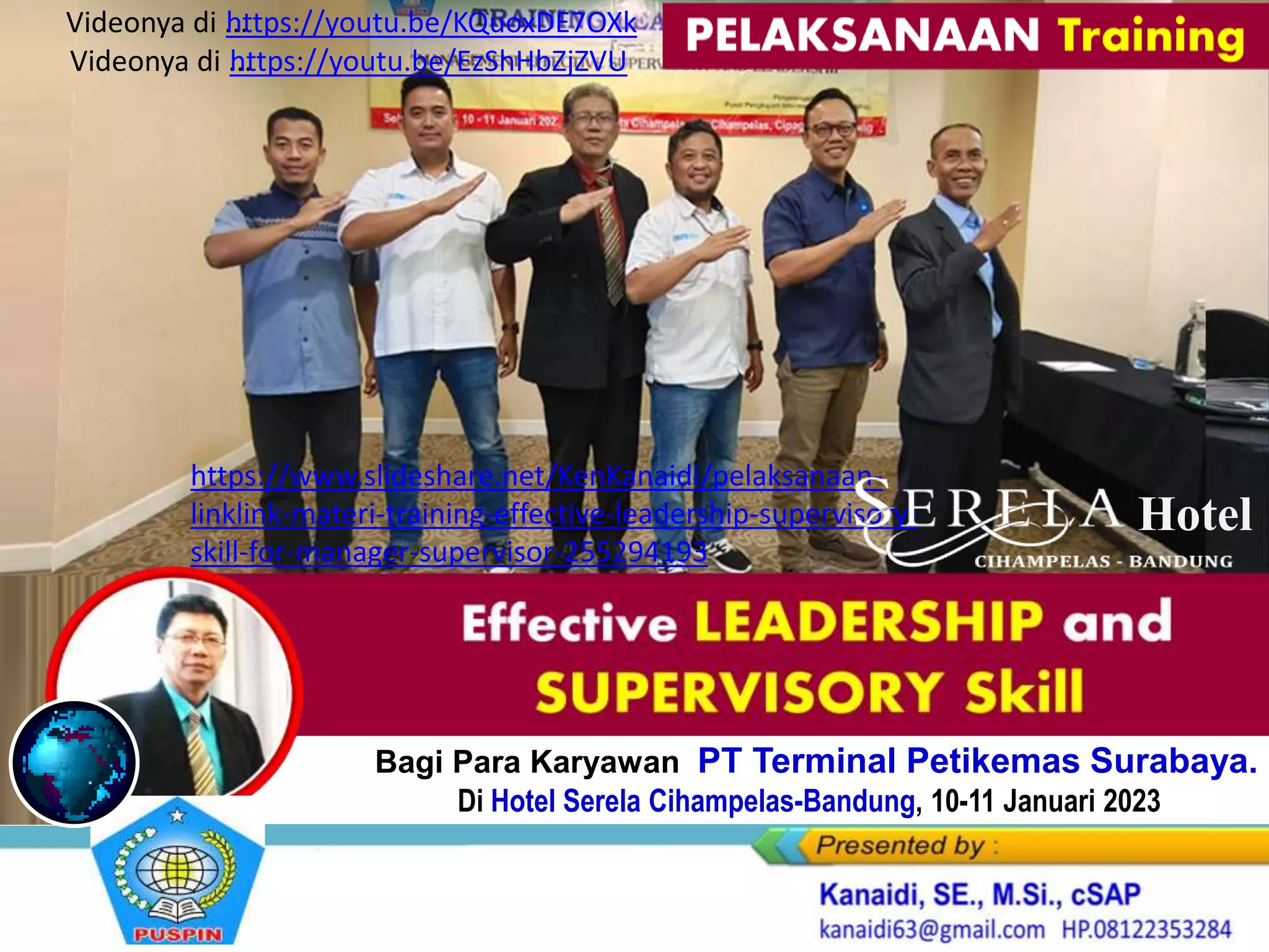 RENCANA Penyelenggaraan + Link2 Materi TRAINING "Effective LEADERSHIP & SUPERVISORY Skill" for ...
