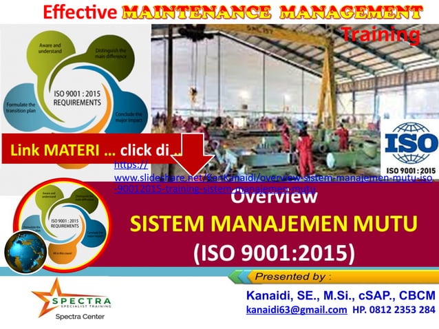RENCANA & Link2 MATERI Training_ "Effective MAINTENANCE MANAGEMENT". | PPTX
