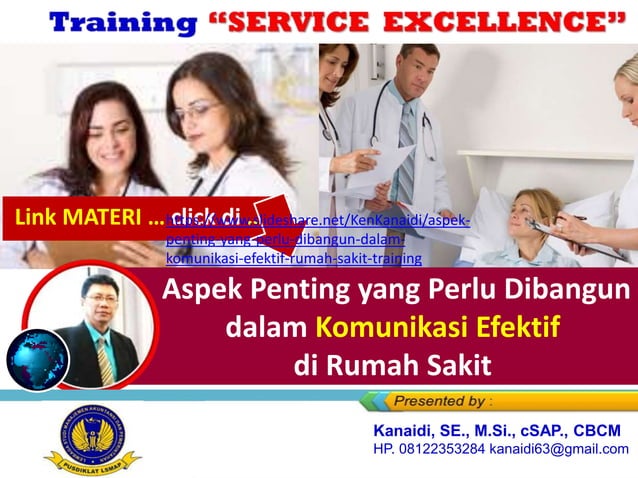 RENCANA & Link2 MATERI Training _"SERVICE EXCELLENCE" _di Rumah Sakit ...