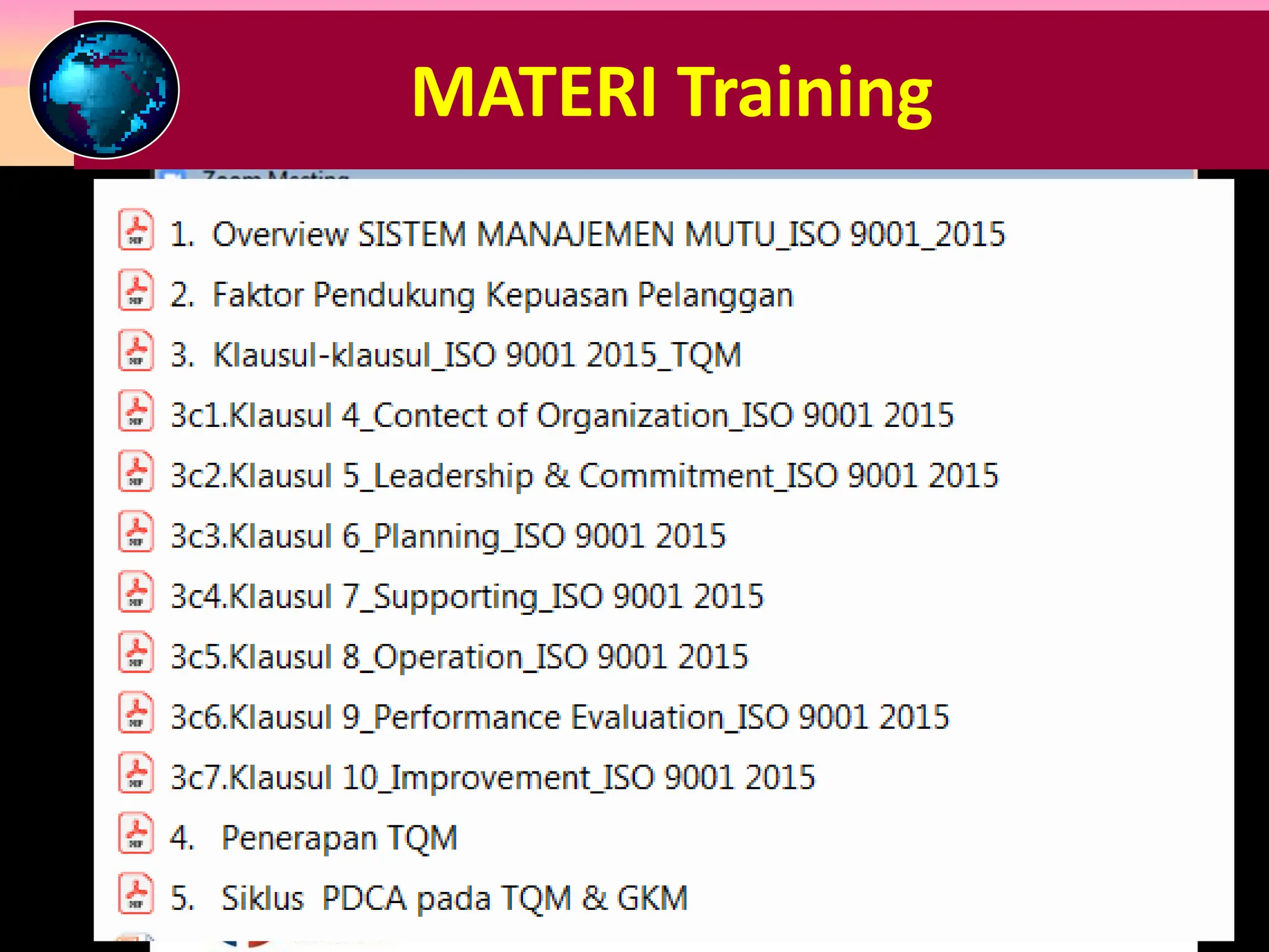 PELAKSANAAN & Link2 MATERI Training _"SISTEM MANAJEMEN MUTU (ISO 9001 ...