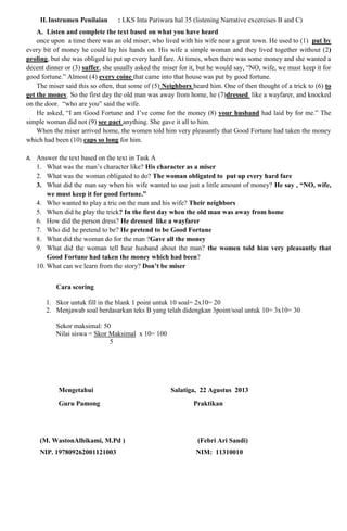 Lesson Plan Listening | DOCX