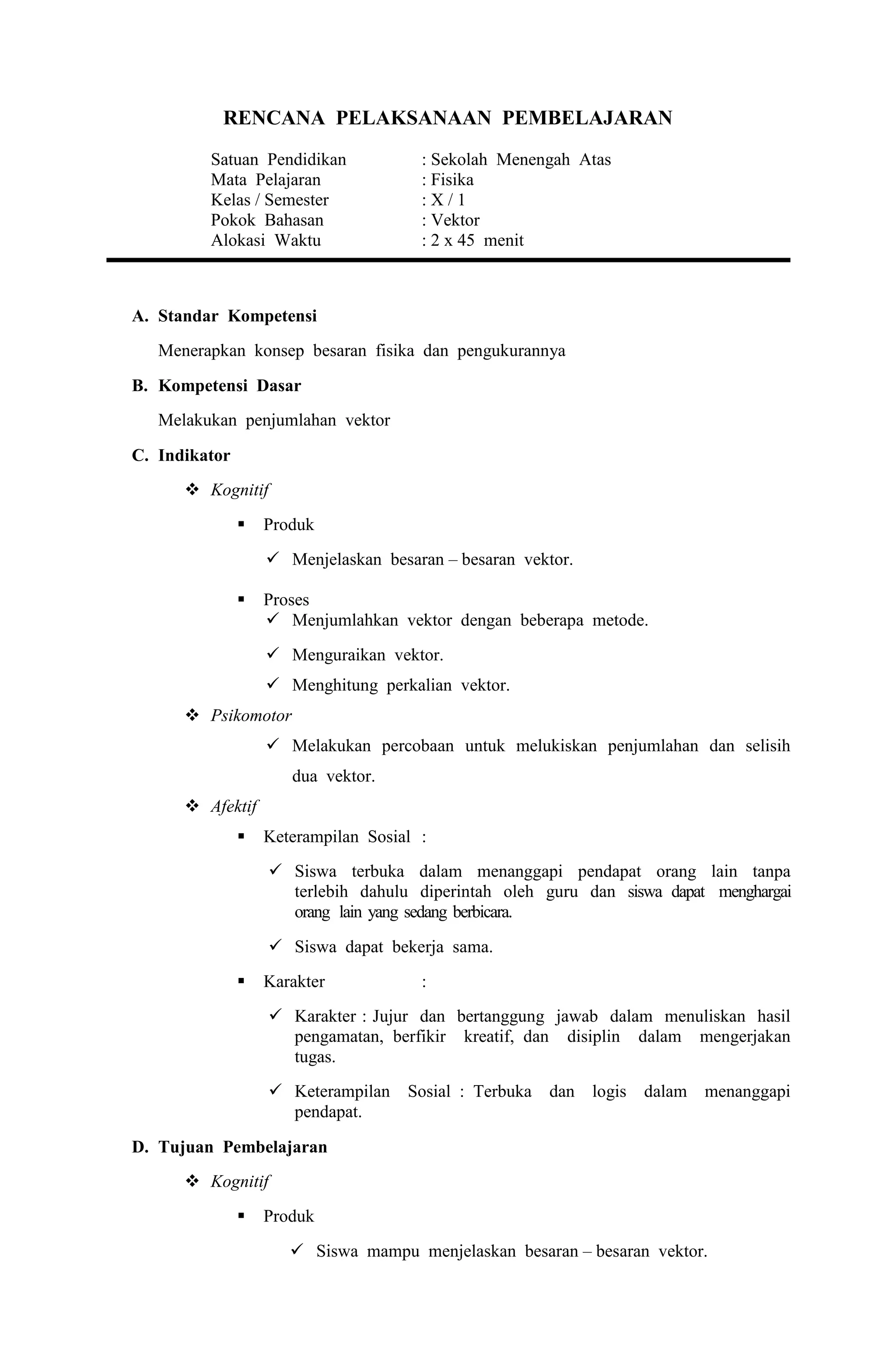 Rencana pelaksanaan pembelajaran | DOCX