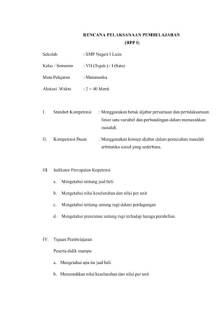 Rencana pelaksanaan pembelajaran | DOC