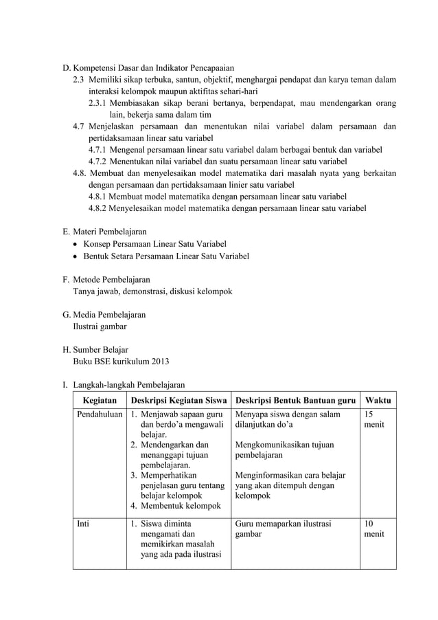 Rencana pelaksanaan pembelajaran | PDF
