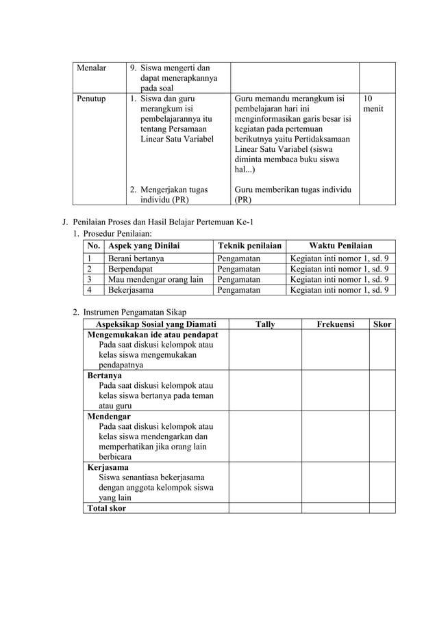 Rencana pelaksanaan pembelajaran | PDF