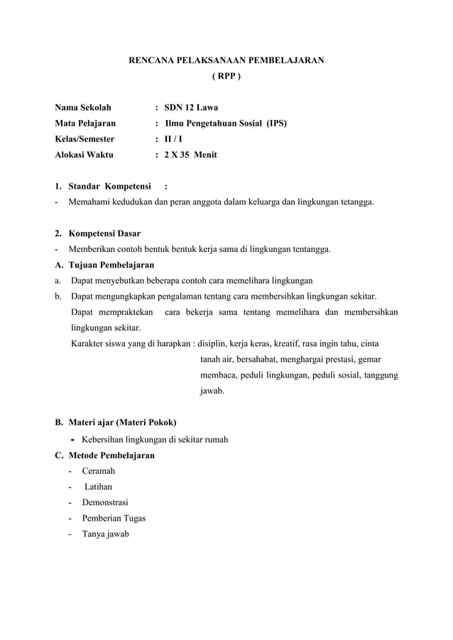 Rencana pelaksanaan pembelajaran | PDF