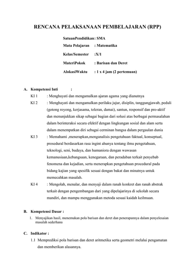 Rencana pelaksanaan pembelajaran | DOCX