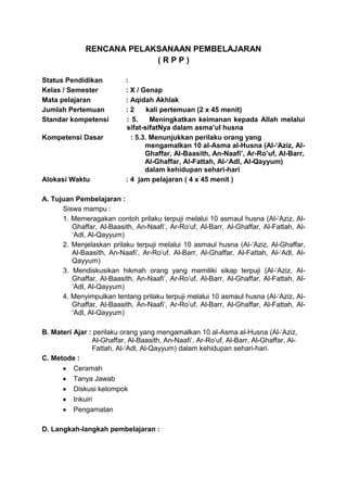 Rencana pelaksanaan pembelajaran | PDF