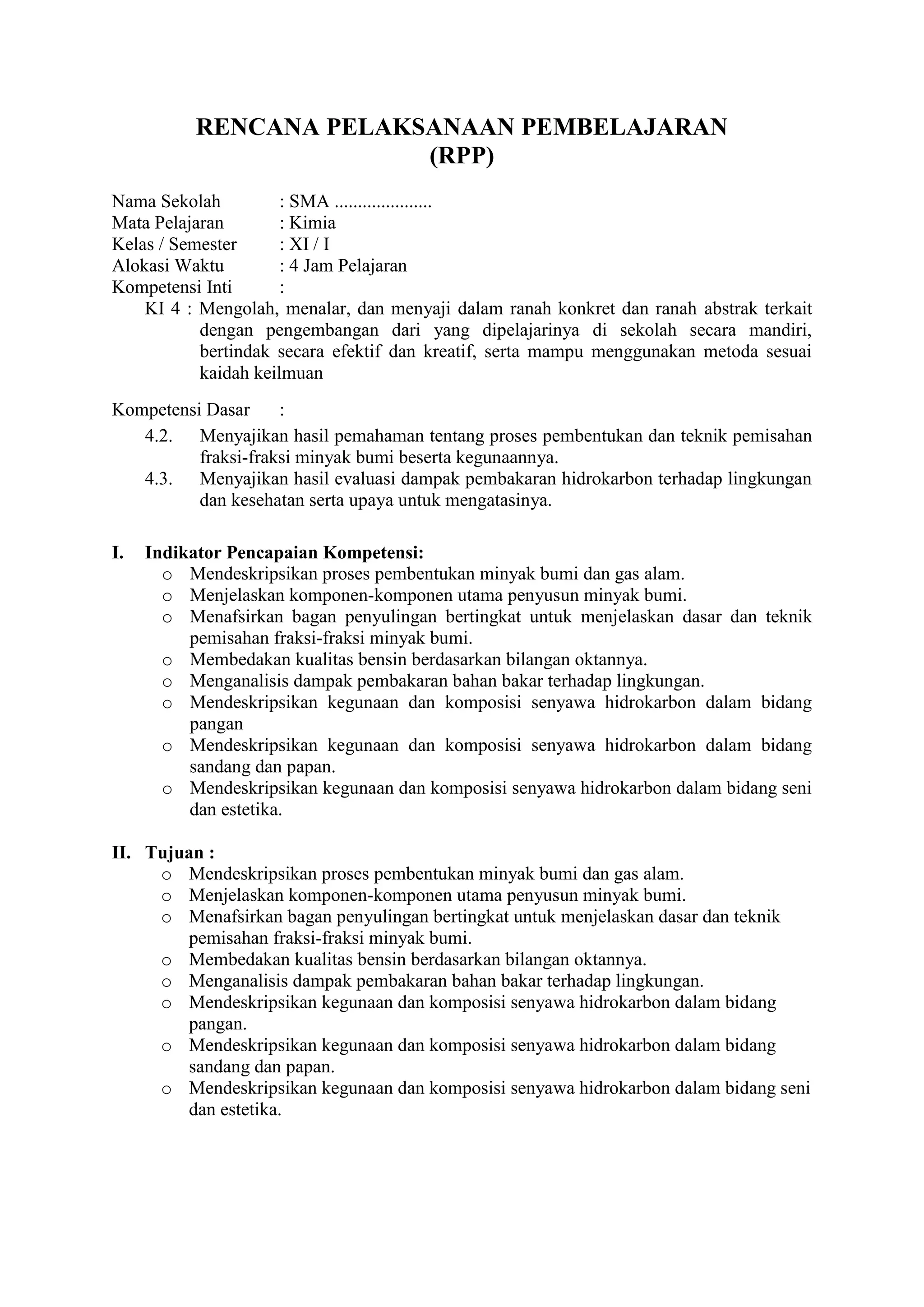 Rencana pelaksanaan pembelajaran | PDF