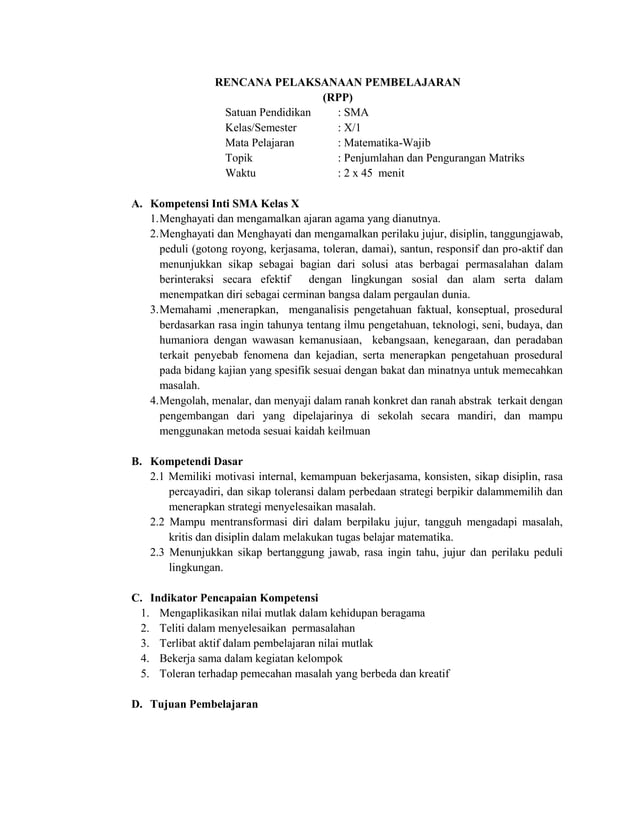 FORMAT Rencana pelaksanaan pembelajaran | PDF