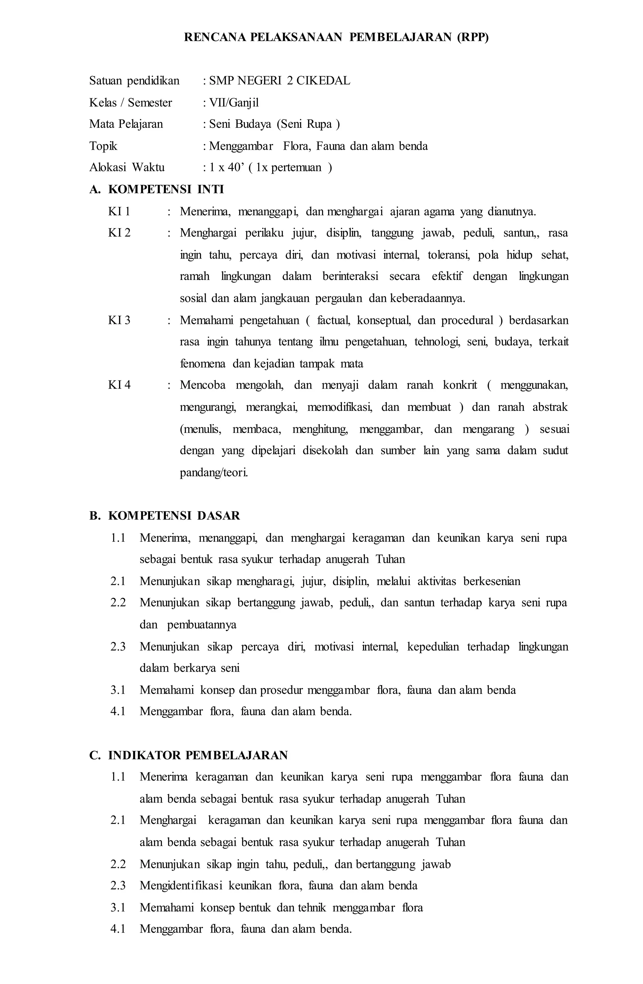 Rencana pelaksanaan pembelajaran | PDF