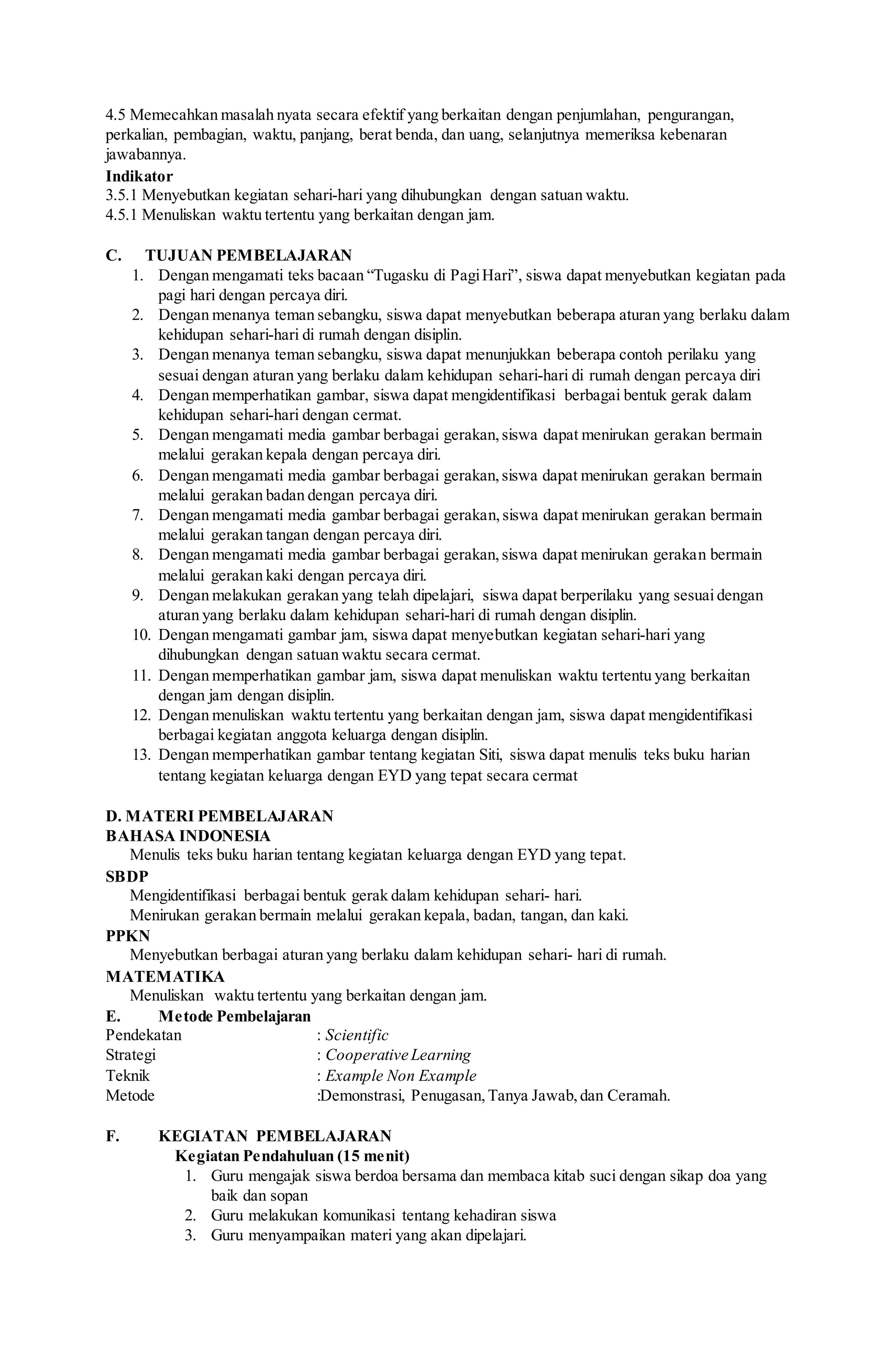 CONTOH RPP KURIKULUM 2013 TEMATIK KELAS II SD | DOCX