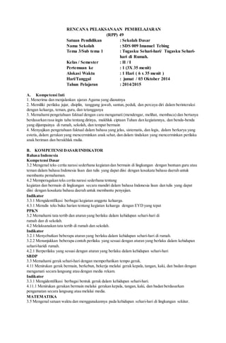 CONTOH RPP KURIKULUM 2013 TEMATIK KELAS II SD | DOCX