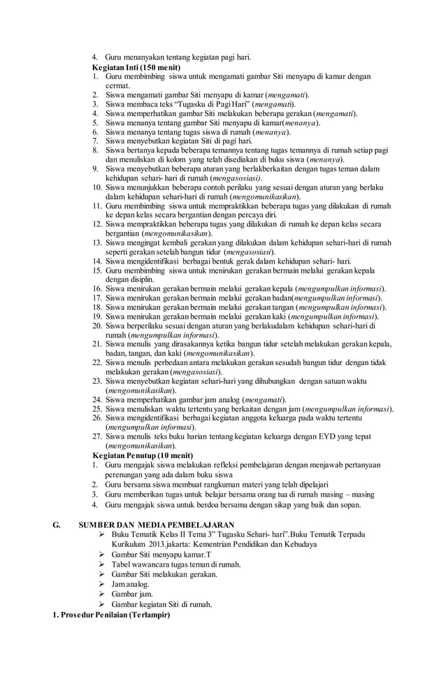 CONTOH RPP KURIKULUM 2013 TEMATIK KELAS II SD | PDF