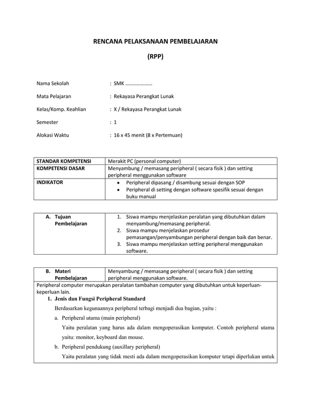Contoh Rencana pelaksanaan pembelajaran | PDF