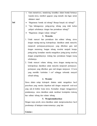 Rencana pelaksanaan pembelajaran bangun ruang sisi lengkung kelas IX | PDF