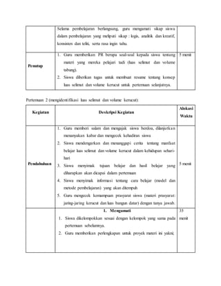 Rencana pelaksanaan pembelajaran bangun ruang sisi lengkung kelas IX | PDF