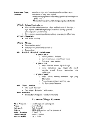 RPP Musik, Web Design, Musik Teknologi | DOC