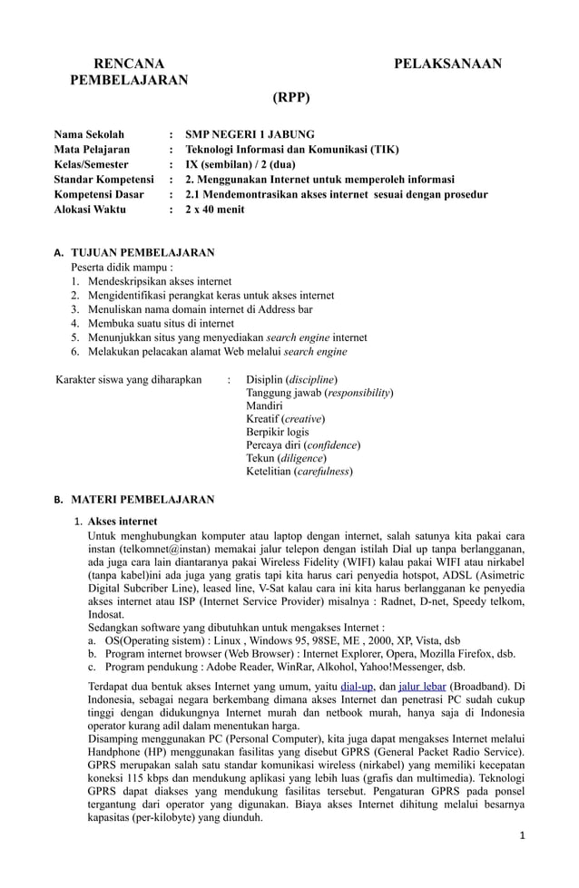 RPP TIK Internet | PDF