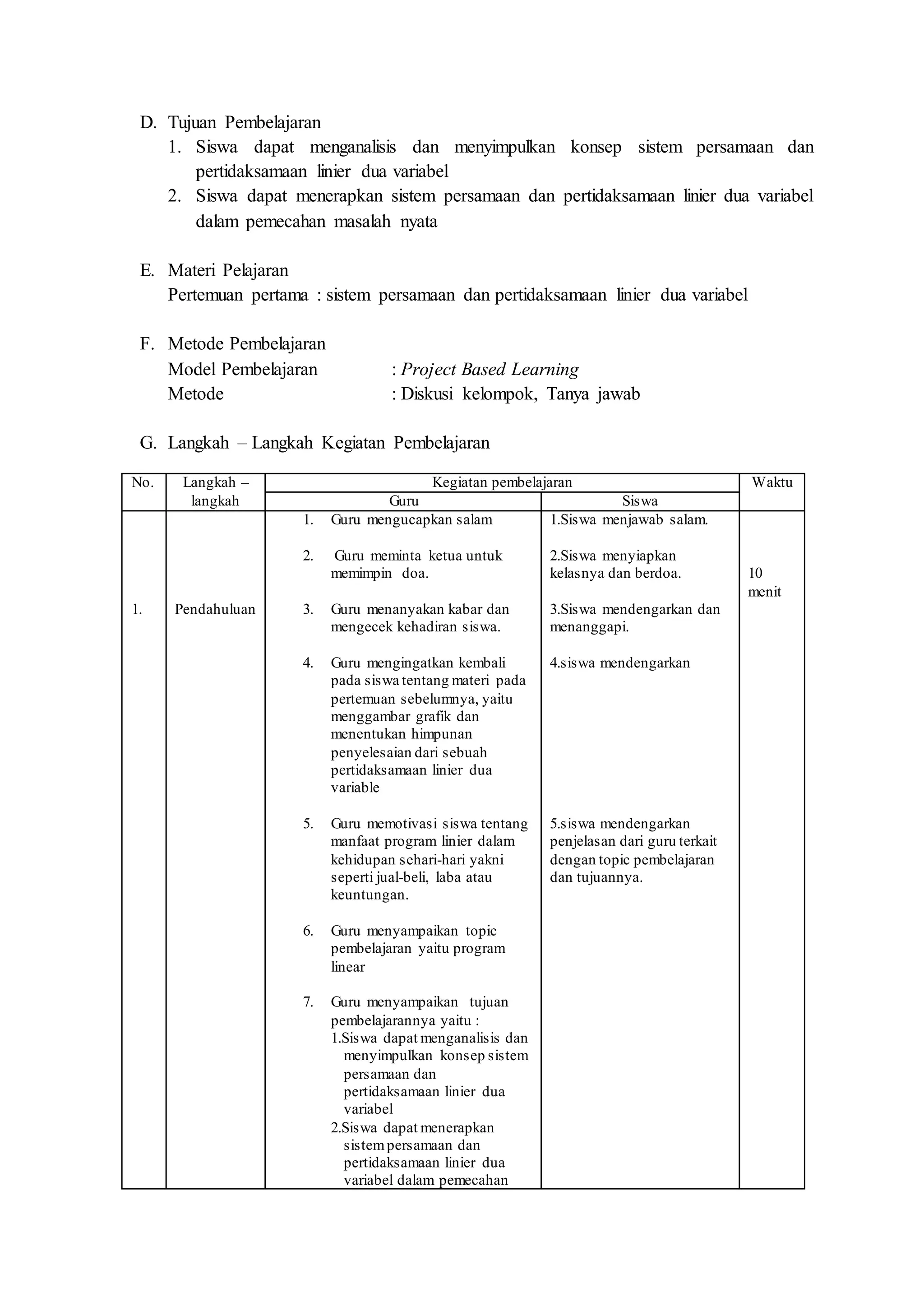 Rencana pelaksanaan pembelajaran (rpp) | DOCX
