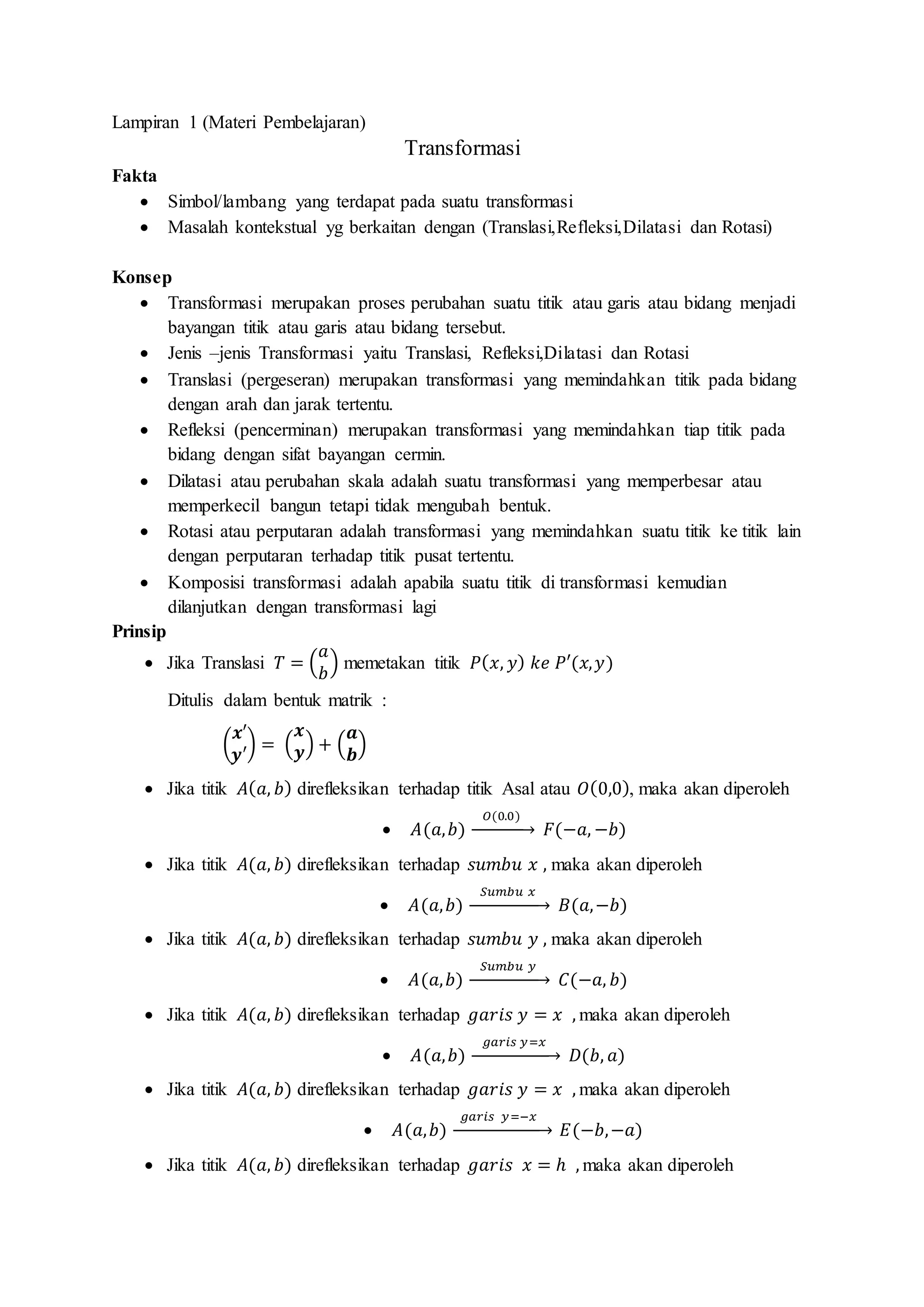 Rencana Pelaksanaan Pembelajaran Transformasi | DOCX