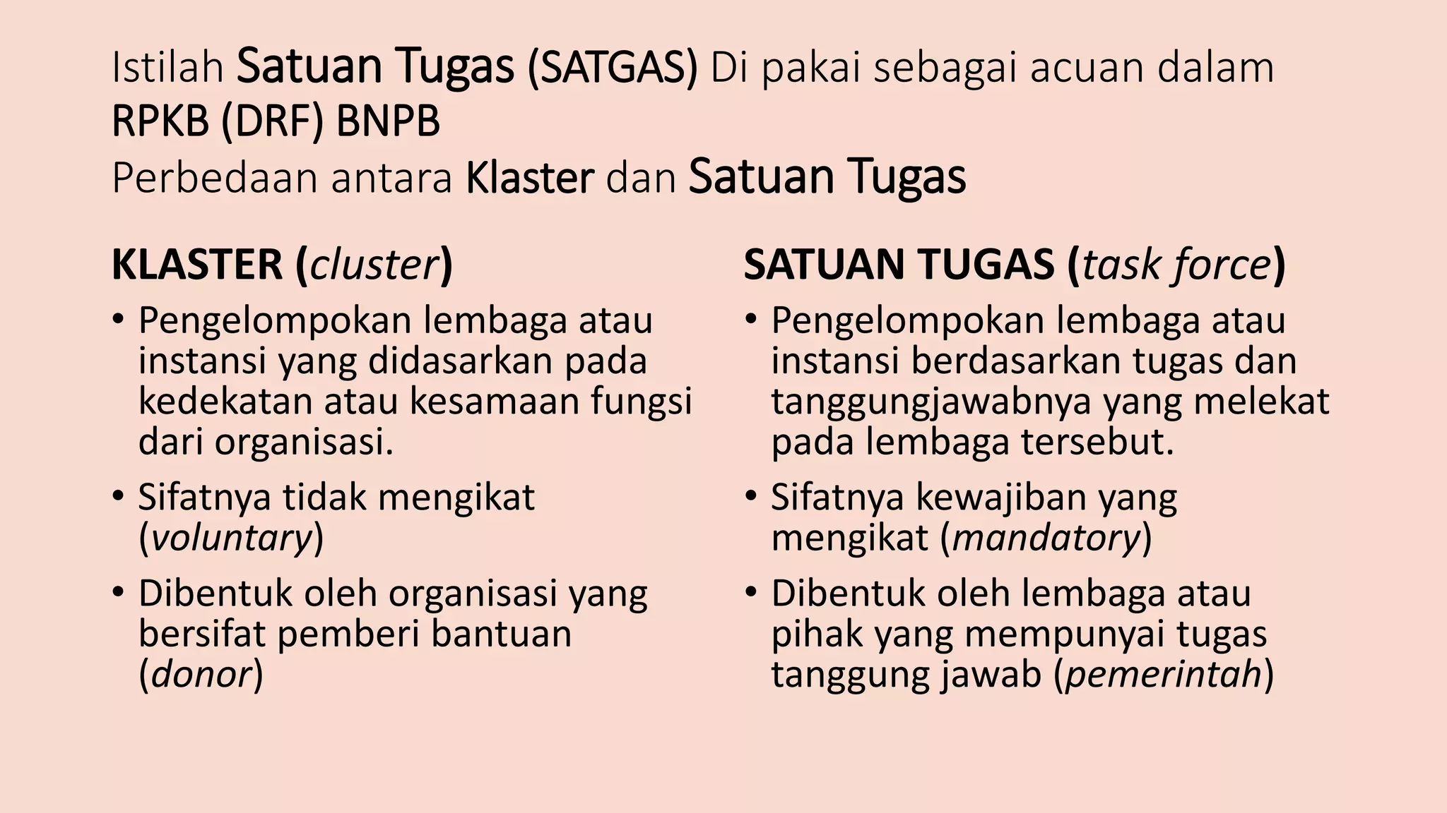 RENCANA PENANGGULANGAN KEDARURATAN BENCANA RPKB (NATIONAL DISASTER ...