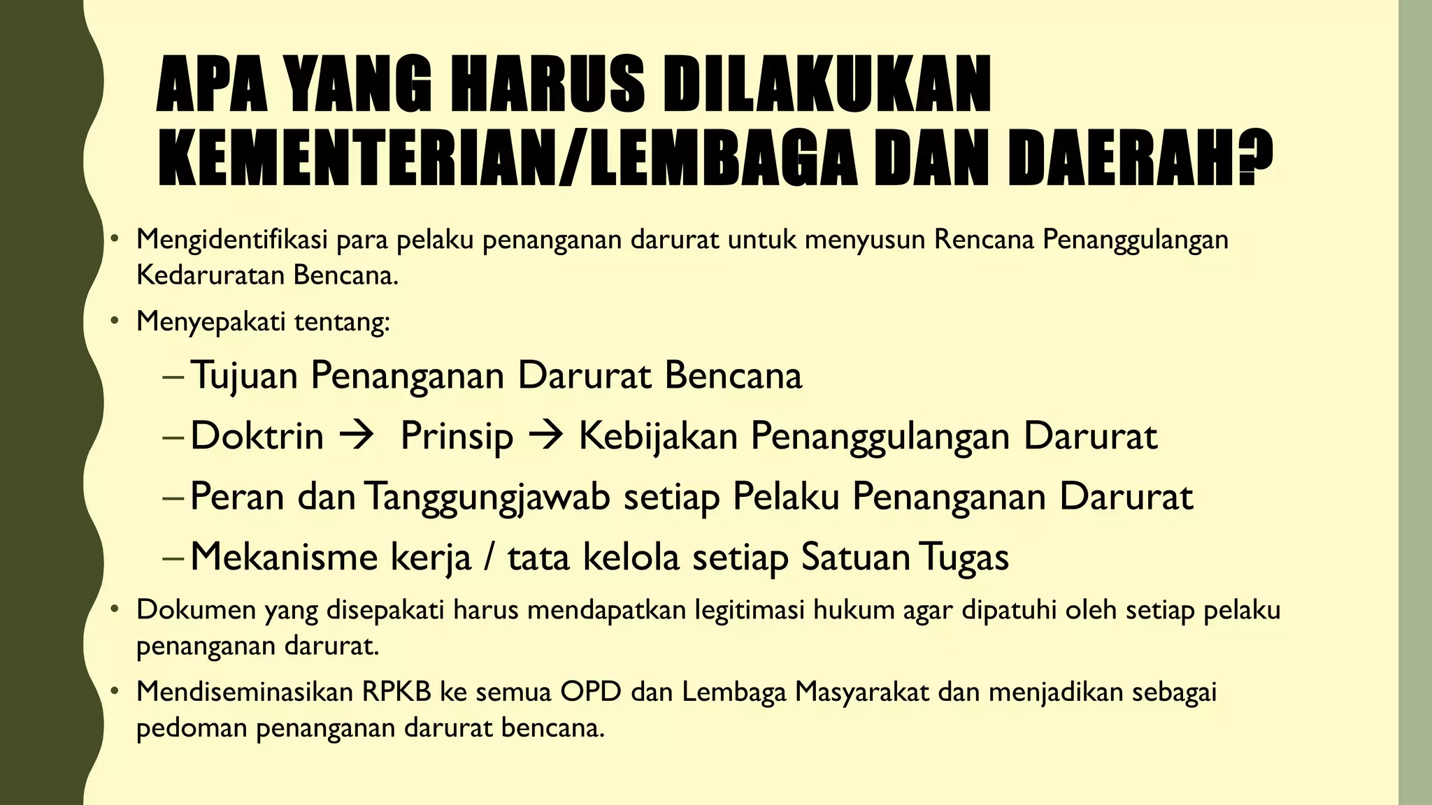 RENCANA PENANGGULANGAN KEDARURATAN BENCANA RPKB (NATIONAL DISASTER ...