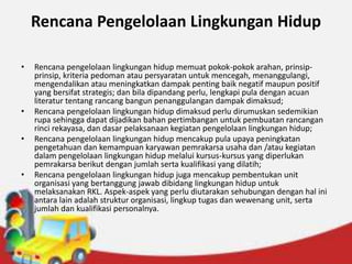 Rencana pengelolaan lingkungan | PPTX
