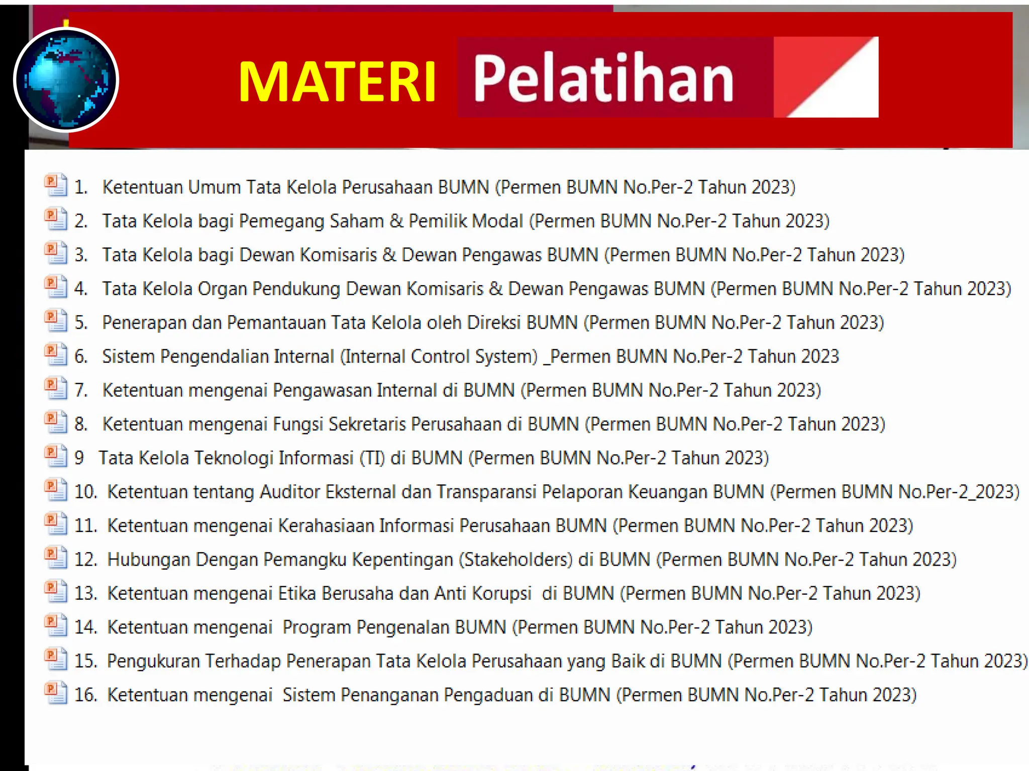 RENCANA & Link2 MATERITraining _"Prinsip & Penerapan TATA KELOLA Perusahaan BUMN" (Ketentuan ...