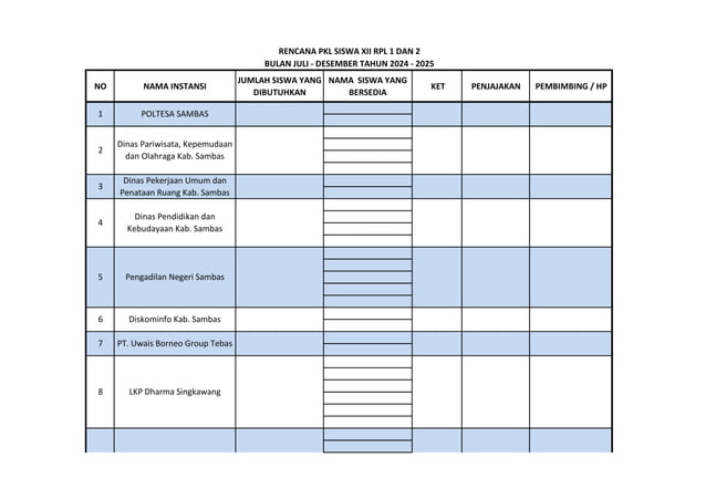 RENCANA PKL XII RPL TA 2024 2025 ssssssss | PDF