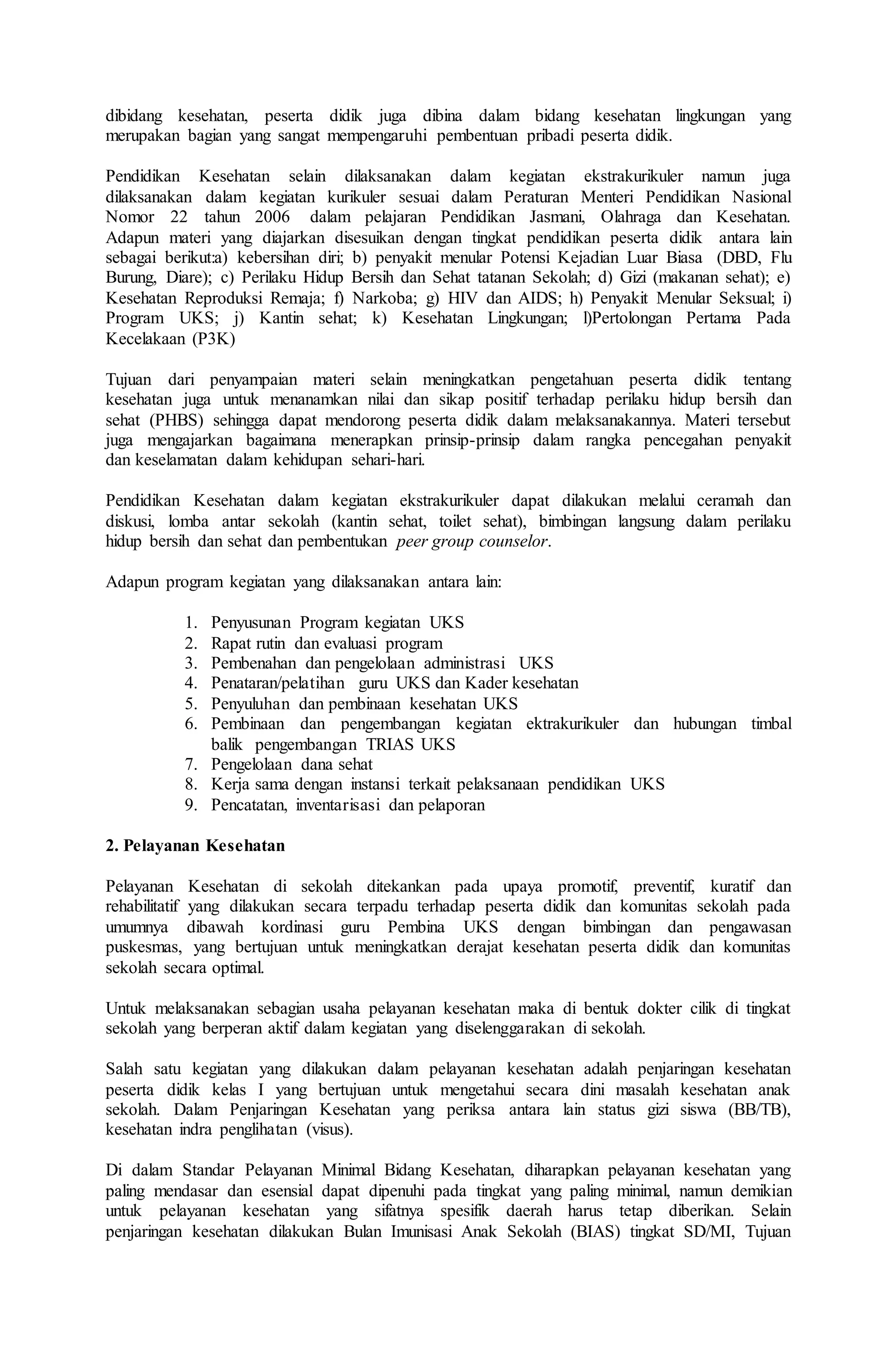 Rencana program UKS | DOCX