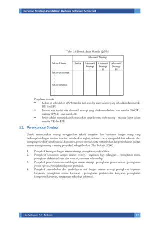 Rencana strategis pendidikan berbasis balanced scorecard - Lila Setiyani | PDF