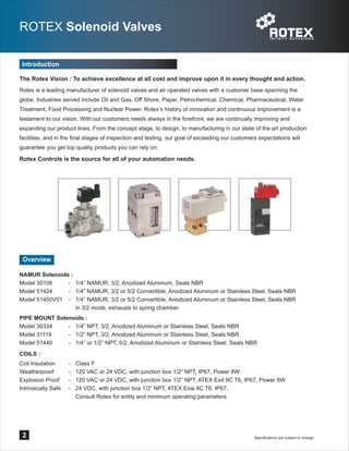 ROTEX Controls Condensed Industrial Solenoid Valve Catalog | PDF