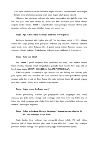 Rendemen tebu | DOCX