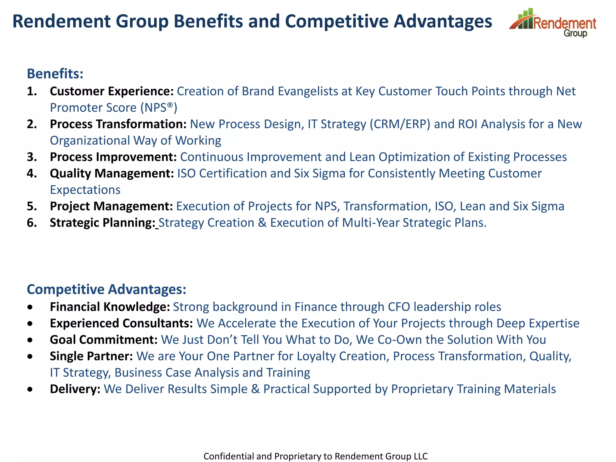 The Rendement Group Value Proposition | PPTX