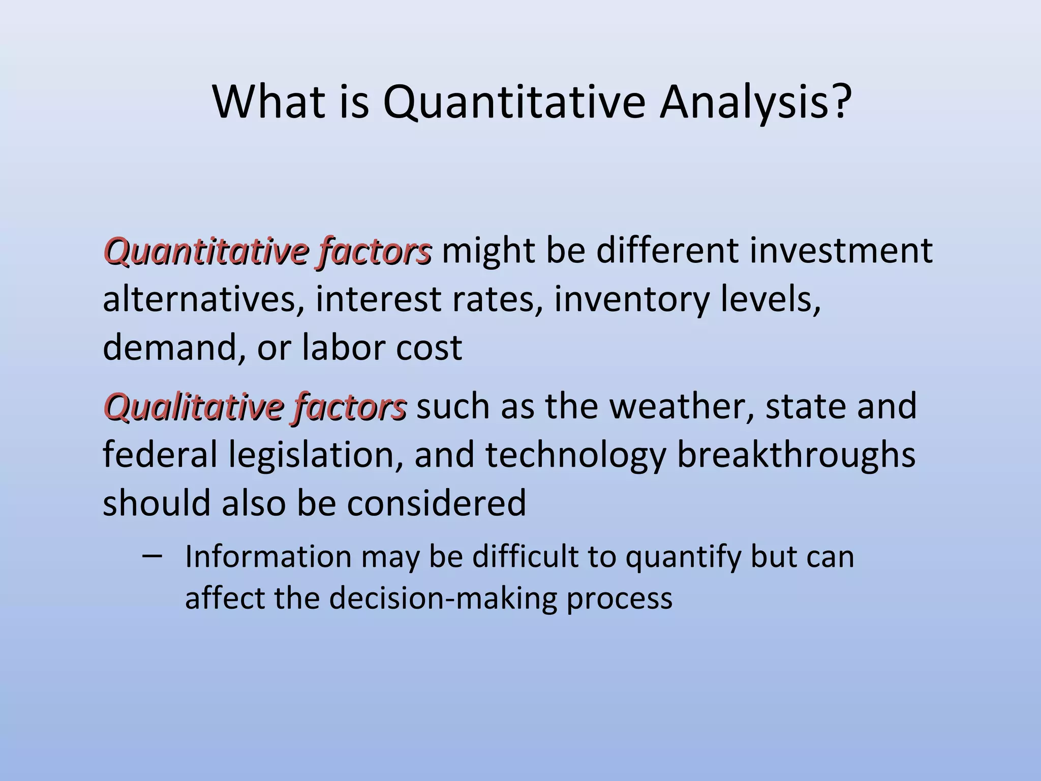Chapter I-Intro to Quantitative Analysis | PPT