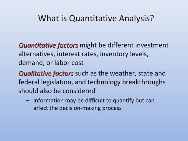 Chapter I-Intro to Quantitative Analysis | PPT