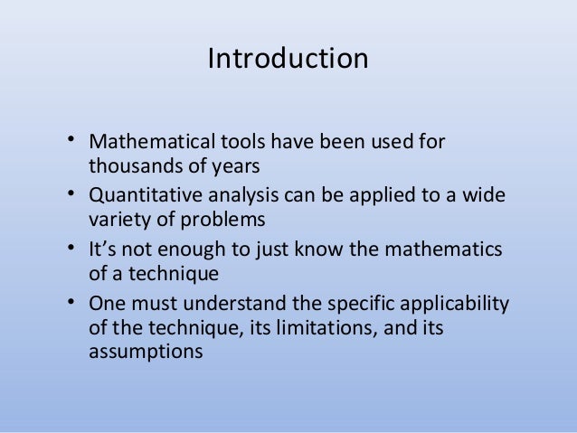 Chapter I-Intro to Quantitative Analysis
