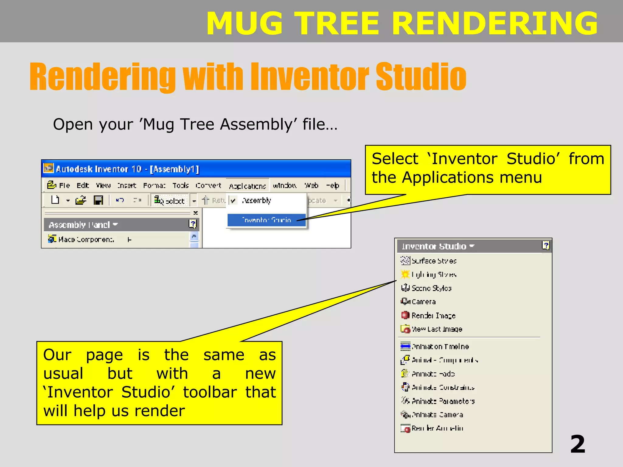Rendering the MugTree with AutoDesk Inventor | PPT